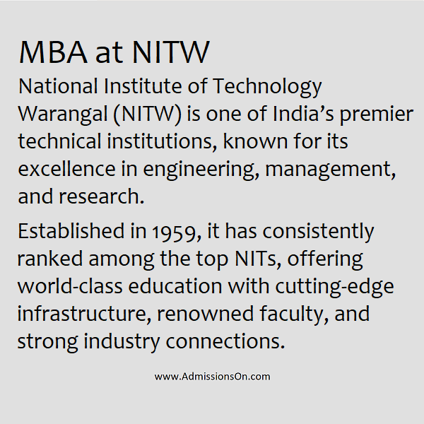 NIT Warangal MBA 2025, Eligibility, Last Date to Apply