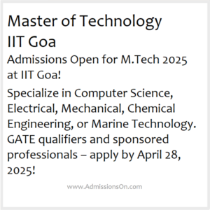 IIT Goa M.Tech Programs 2025